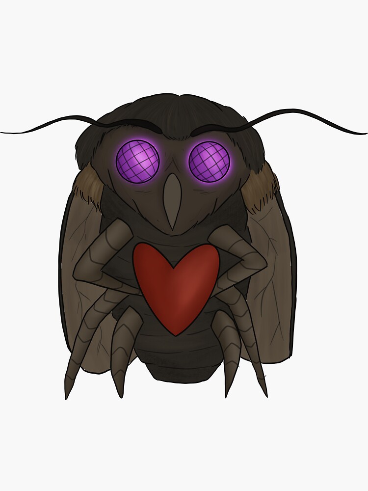 "Mothman loves you" Sticker for Sale by slothssassin | Redbubble