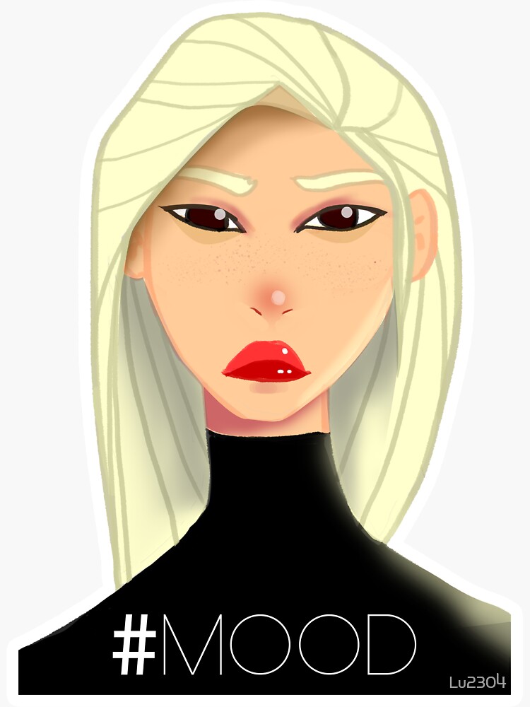 "Moody Cartoon Girl" Sticker for Sale by Lu2304 | Redbubble