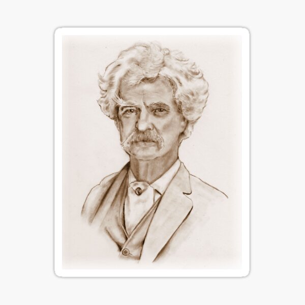 "Mark Twain, Pencil Drawing, Original Art, Old Authors, Samuel Clemens ...