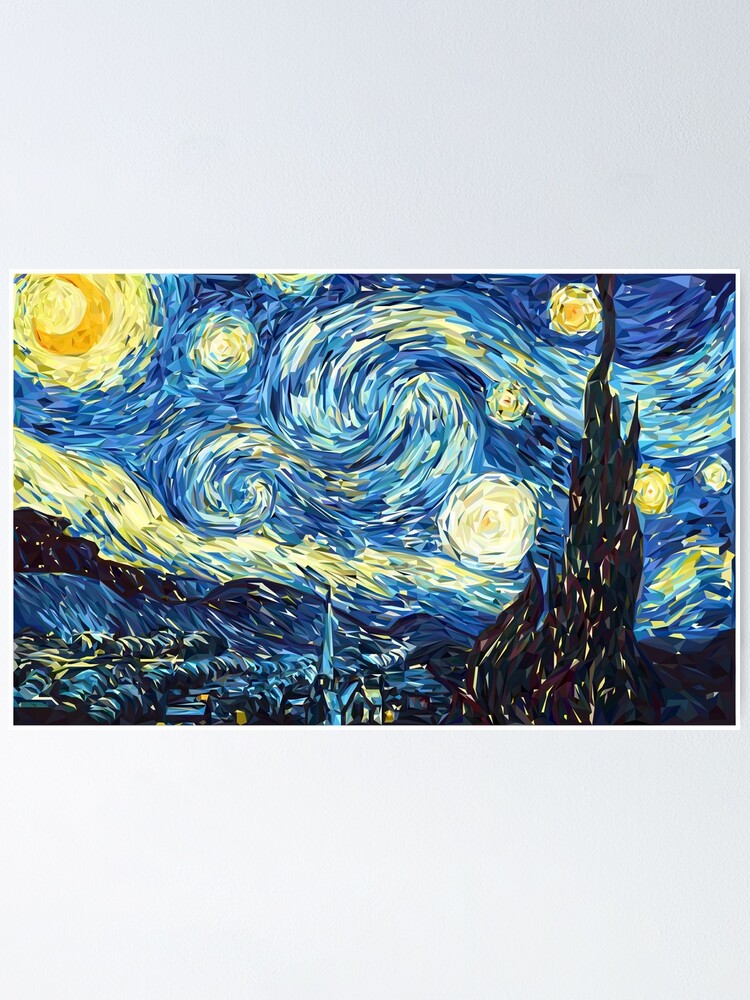 "The Starry Night Low poly" Poster for Sale by krisztinaart | Redbubble