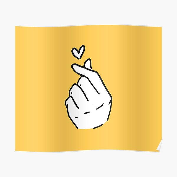 "♥KPOP HEART hand sign + WHITE BG - LARGE - YELLOW - SHIRTS/STICKERS ...