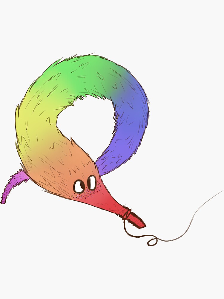 "Rainbow Squrimle (worm on a string toy)" Sticker by tmoneyy11 | Redbubble