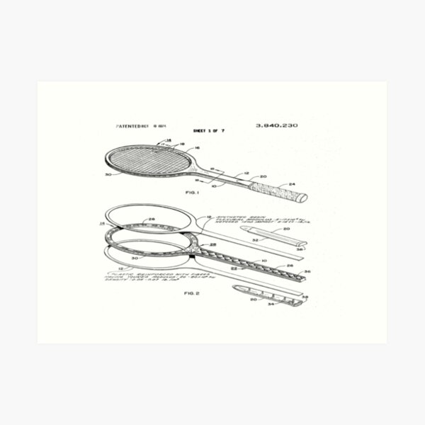" 1974 Tennis Racket Patent Print" Art Print for Sale by rdreubss7 ...