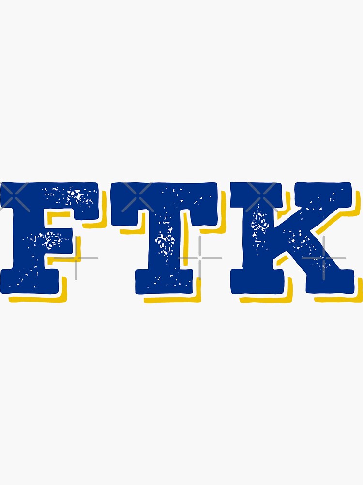 "FTK For The Kids Stamped Blue and Gold" Sticker for Sale by Mitch W ...