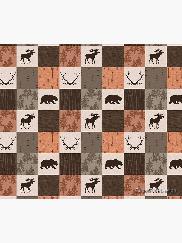 "woodland patchwork - rust/brown" Throw Blanket by SugarPineDesign ...