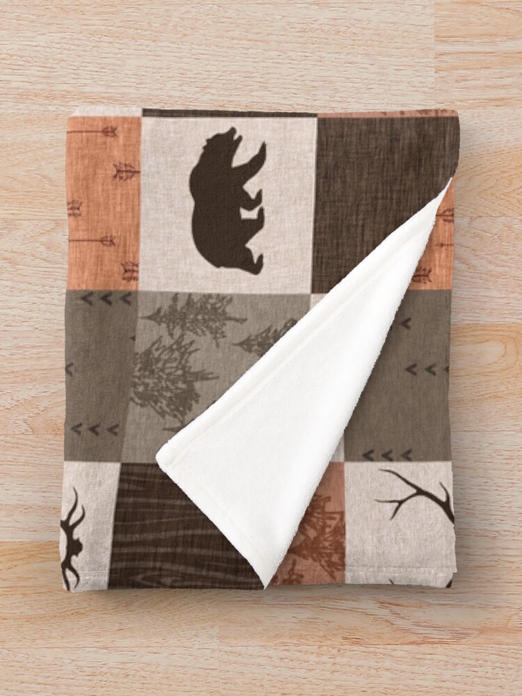 "woodland patchwork - rust/brown" Throw Blanket by SugarPineDesign ...