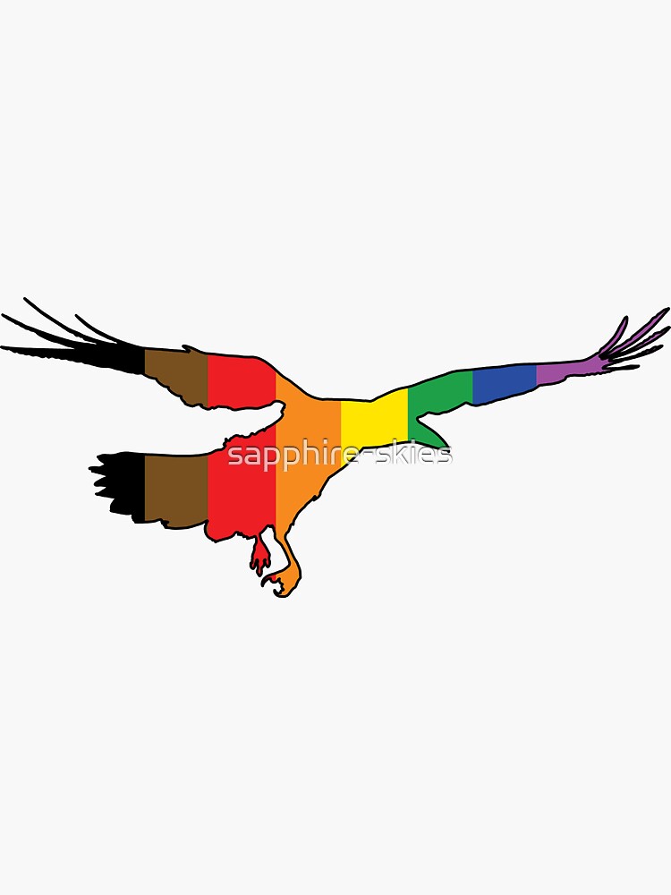 "More Color, More Pride Rainbow Pride Flying Raven Silhouette" Sticker ...