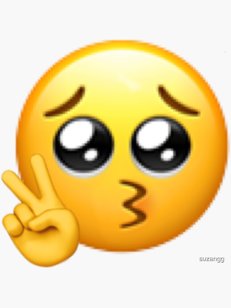 "begging face emoji and peace sign " Sticker for Sale by suzangg ...