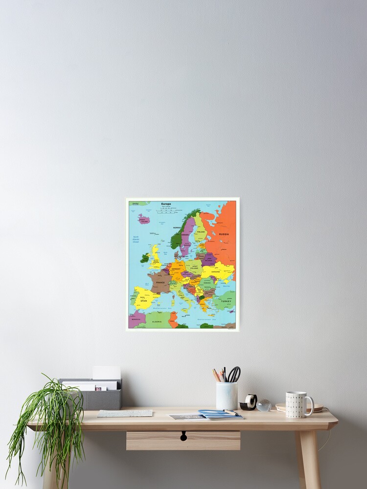 "Digital Modern Map of Europe Printable Download. Large Europe Map ...