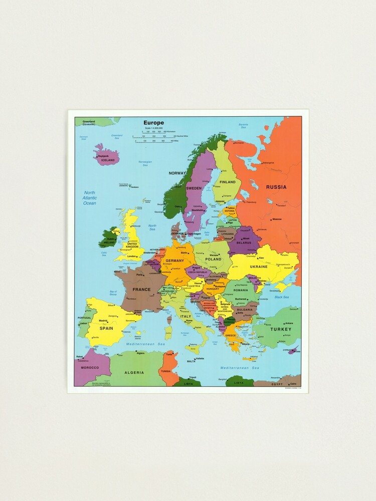 "Digital Modern Map of Europe Printable Download. Large Europe Map ...