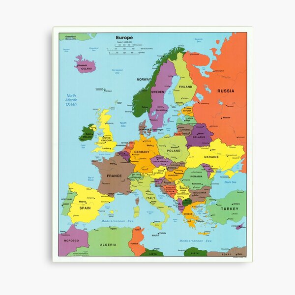 "Digital Modern Map of Europe Printable Download. Large Europe Map ...