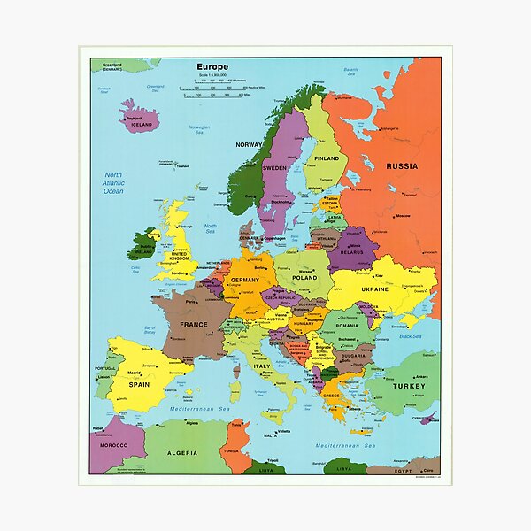 "Digital Modern Map of Europe Printable Download. Large Europe Map ...