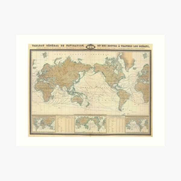 Lámina artística «Mapa detallado del mundo, el mapa del mundo, mapa del ...