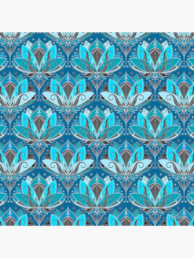 "Art Deco Lotus Rising - black, teal & turquoise pattern" Throw Pillow ...