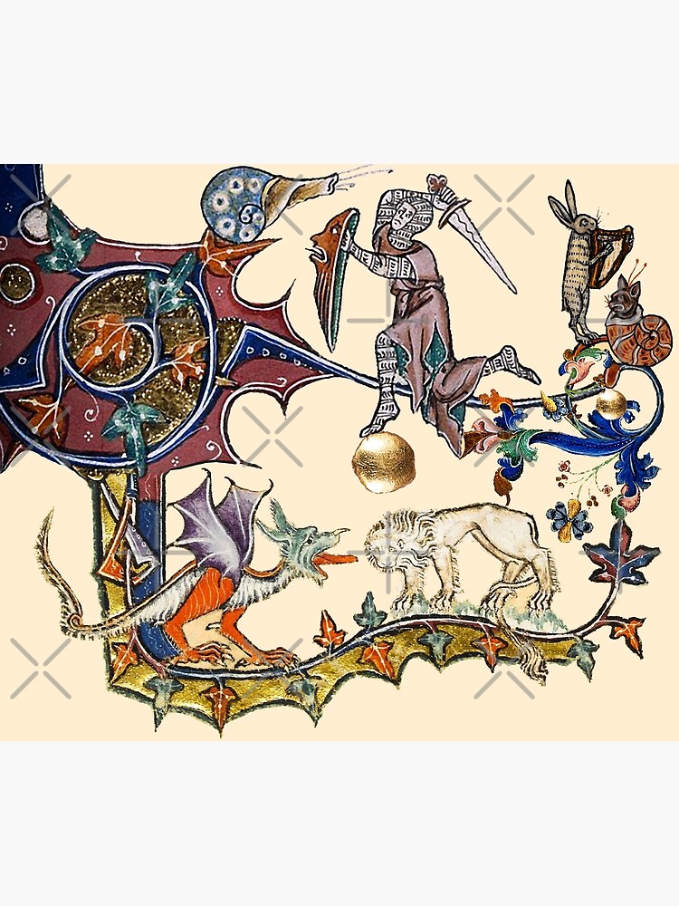 "MEDIEVAL KNIGHT FIGHTING SNAIL,DRAGON AND LION" Art Print for Sale by ...