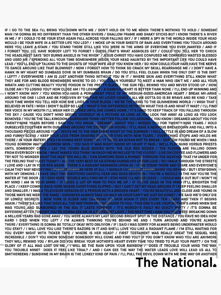 "The National (Band) Logo (Sleep Well Beast) and Lyrics (Black)" Poster ...