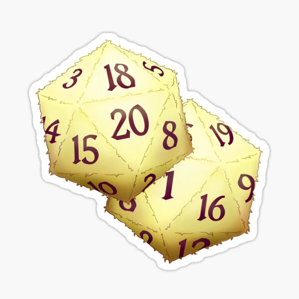 "Fuzzy D20 Dice - Yellow" Sticker for Sale by Hot-Gothics | Redbubble