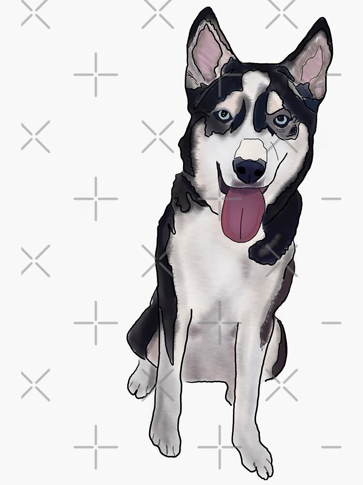 "Husky/Pomsky Drawing" Sticker for Sale by Dailek | Redbubble