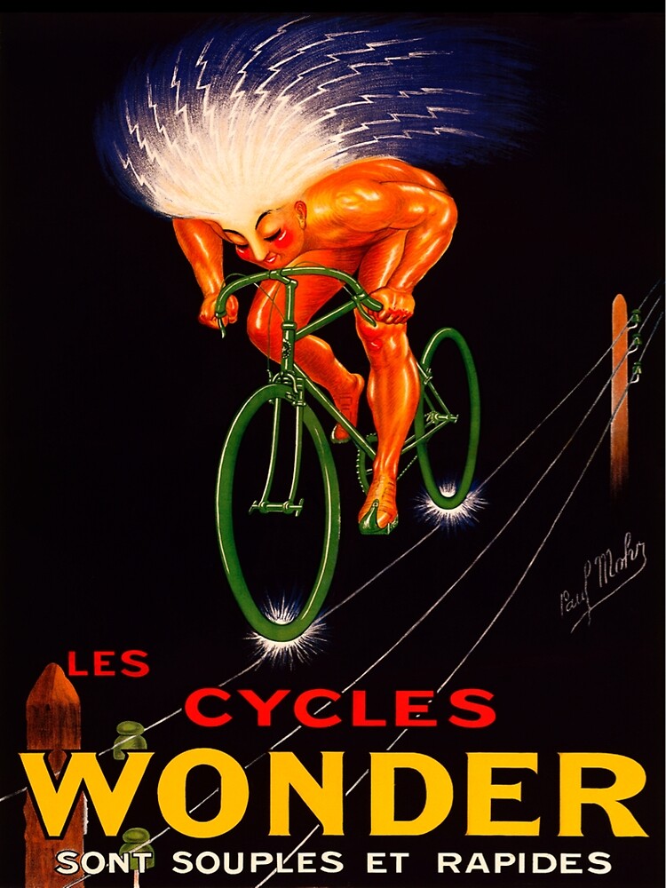 "1923 Vintage Les Cycles Wonder Electric French Bicycle Poster" Poster ...