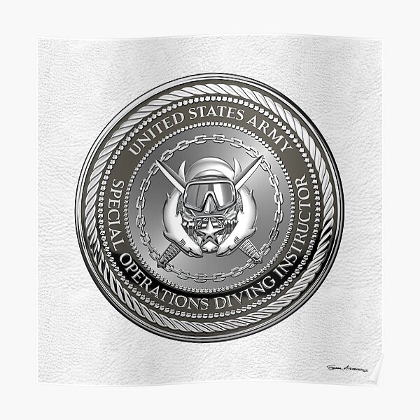 "U.S. Army Engineer Divers Special Operations Diving Instructor Badge Special Edition over White ...