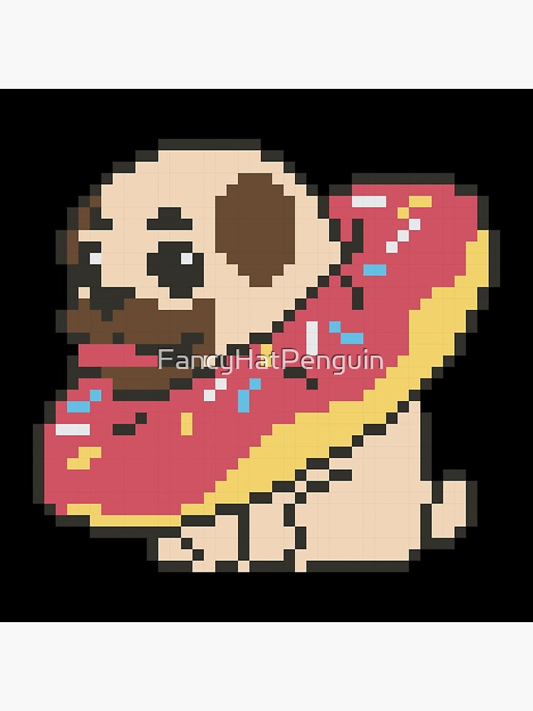 "8-Bit Pug in a Donut (No words)" Poster for Sale by FancyHatPenguin ...