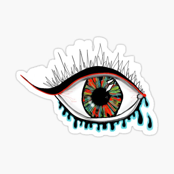 "trippy crying eye" Sticker by glarzelere | Redbubble