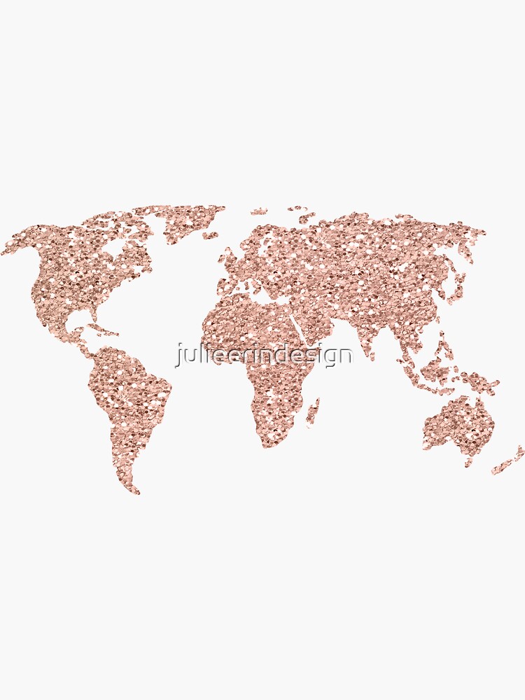 "Pink World Map" Sticker by julieerindesign | Redbubble