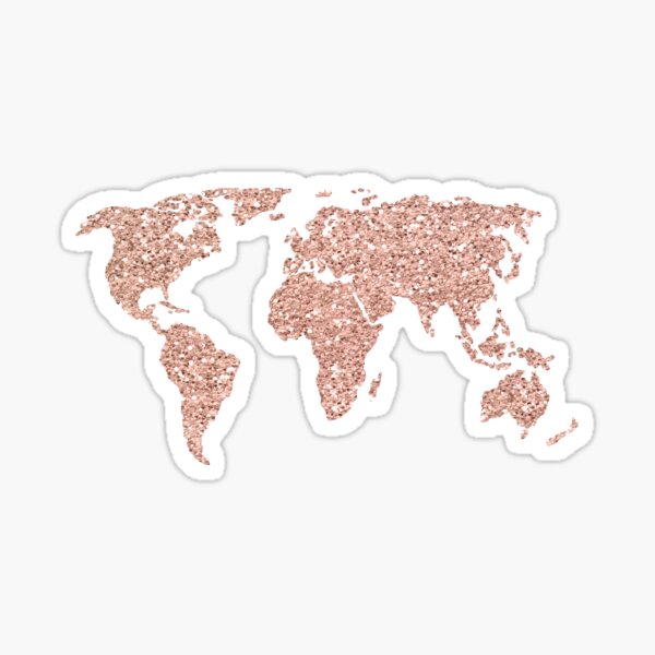 "Pink World Map" Sticker by julieerindesign | Redbubble