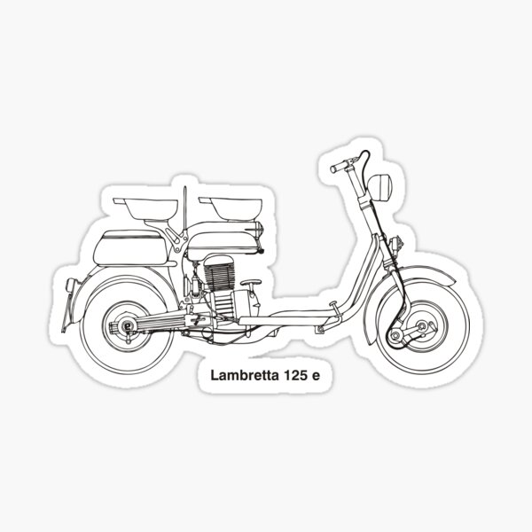 "Lambretta 125 e line drawing engine print " Sticker for Sale by ...