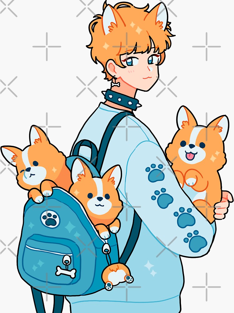"corgi boy" Sticker for Sale by freshbobatae | Redbubble