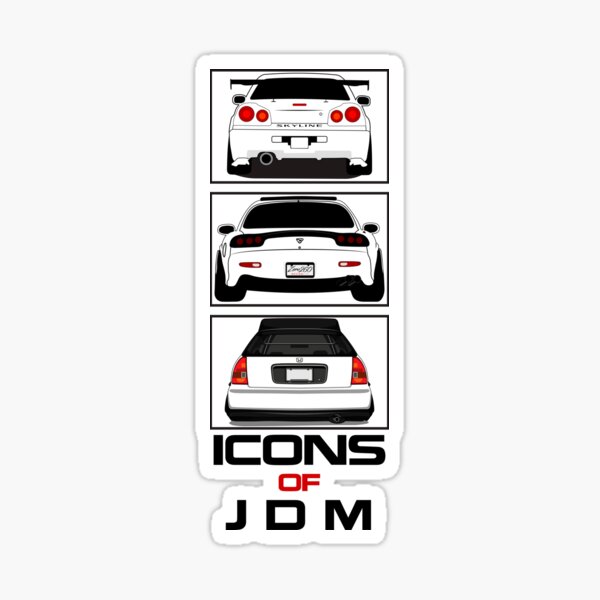 "JDM Icons Nissan Skyline Mazda RX-7 Honda Civic" Sticker for Sale by ...