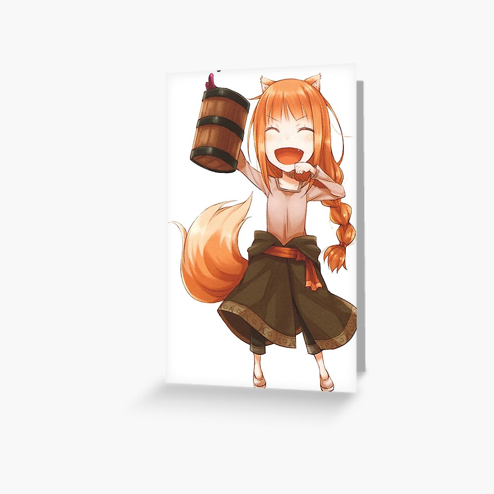 "Chibi Holo Drinking - Spice and Wolf" Greeting Card for Sale by ...