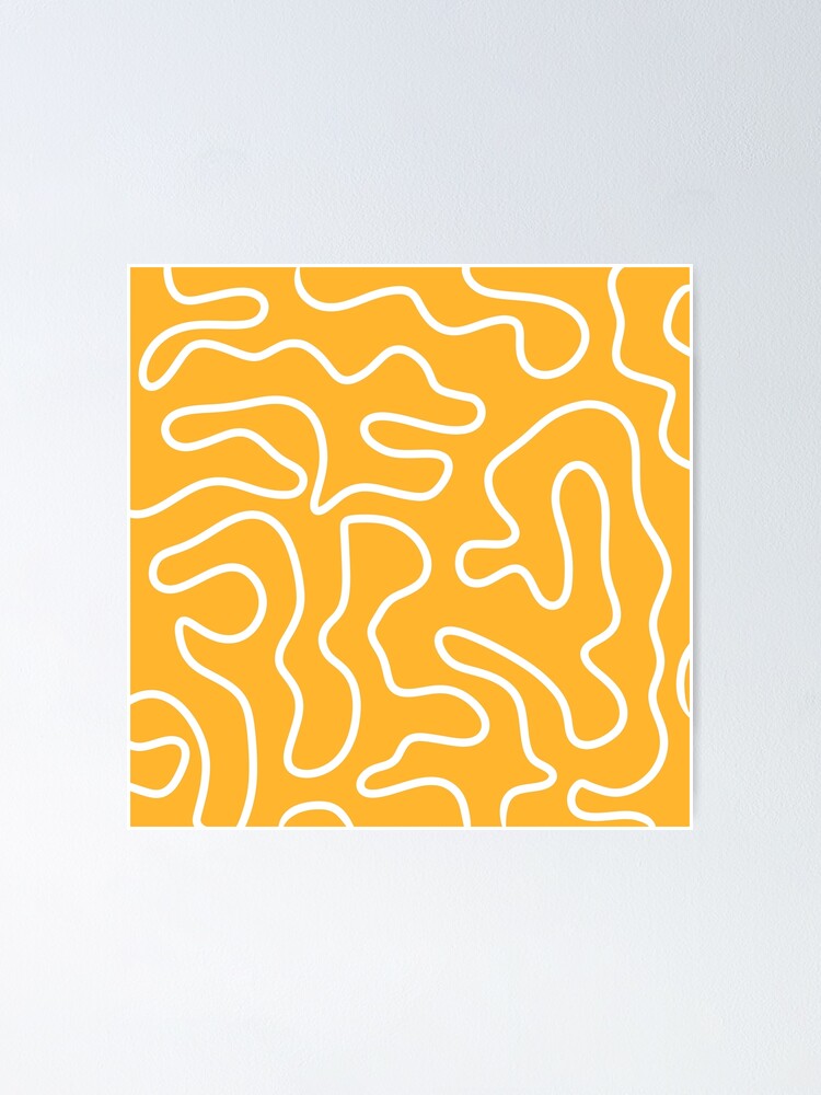"Squiggle Maze Minimalist Abstract Pattern Mustard Yellow and White ...