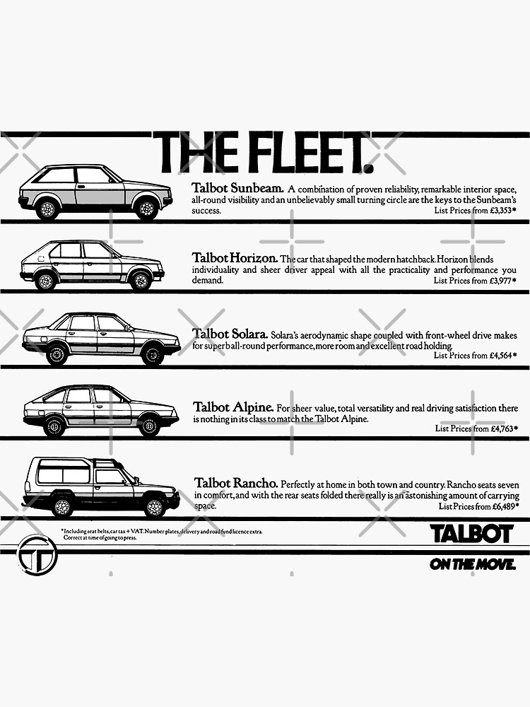 "TALBOT CARS RANGE - 1980s" Sticker for Sale by ThrowbackM2 | Redbubble