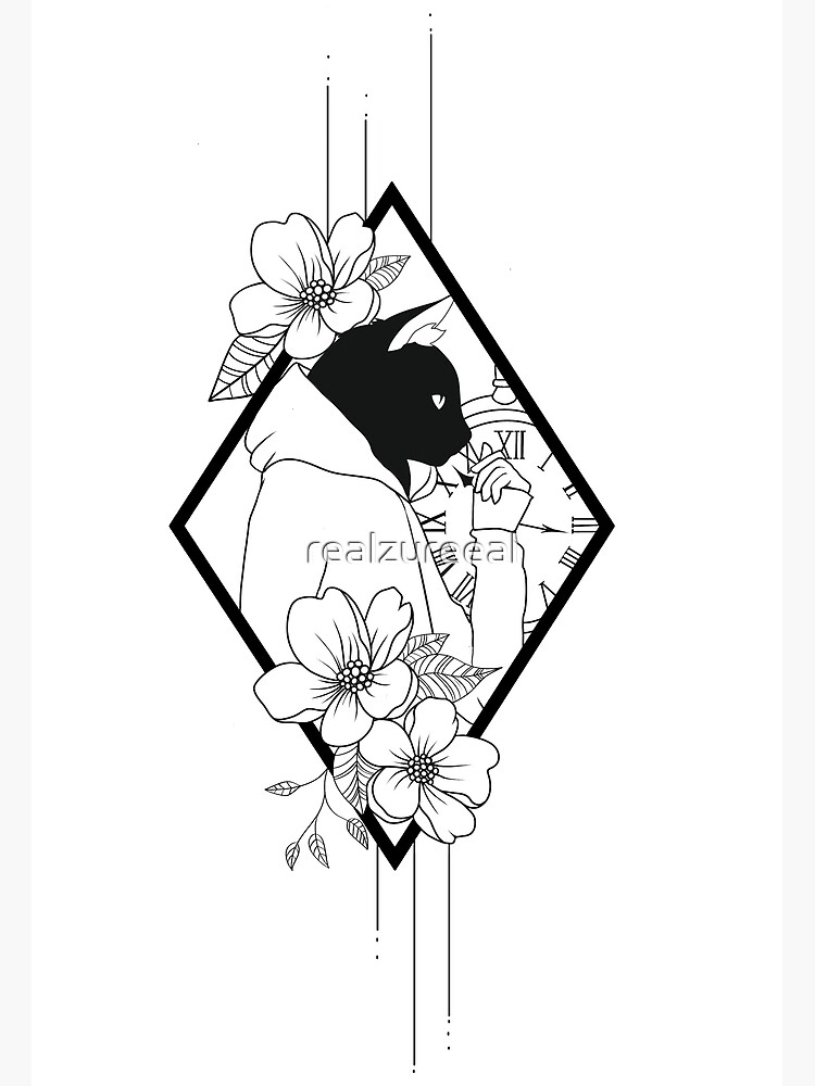 Lámina fotográfica «Gato Negro Tatuaje Ilustración Zureeal» de ...