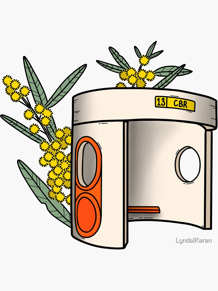 "Canberra Bus Stop with Wattle Flowers" Sticker for Sale by LyndalKaren ...