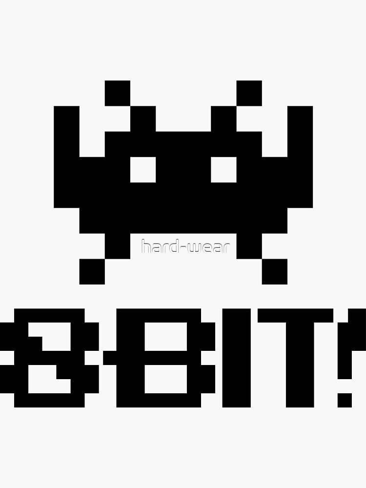 "8-Bit Invader (black)" Sticker by hard-wear | Redbubble