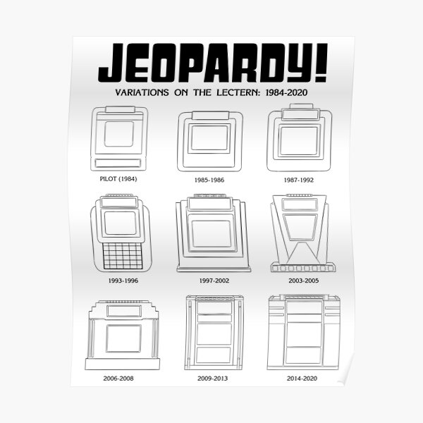 "History of the Jeopardy Lectern, 1984-2020 | Poster | Sticker" Poster ...