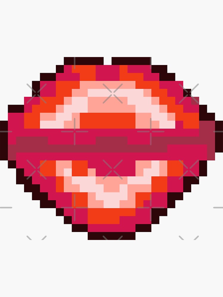 "Pixel Kissing Lips 8-bit Gaming Design" Sticker by okpinsPets | Redbubble