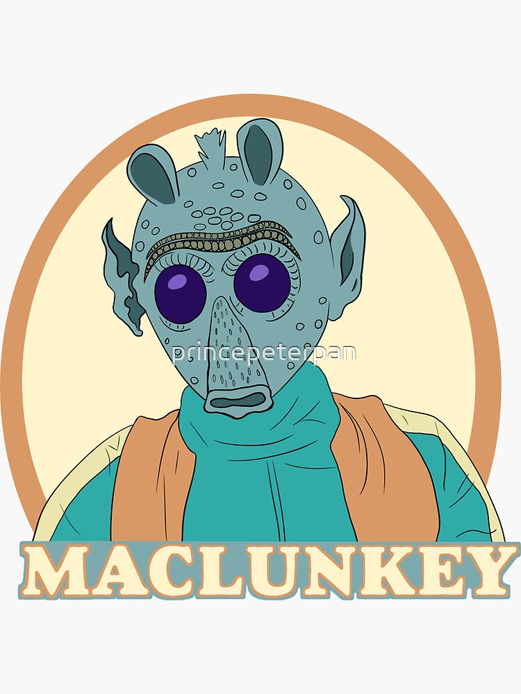 "Maclunkey" Sticker for Sale by princepeterpan | Redbubble