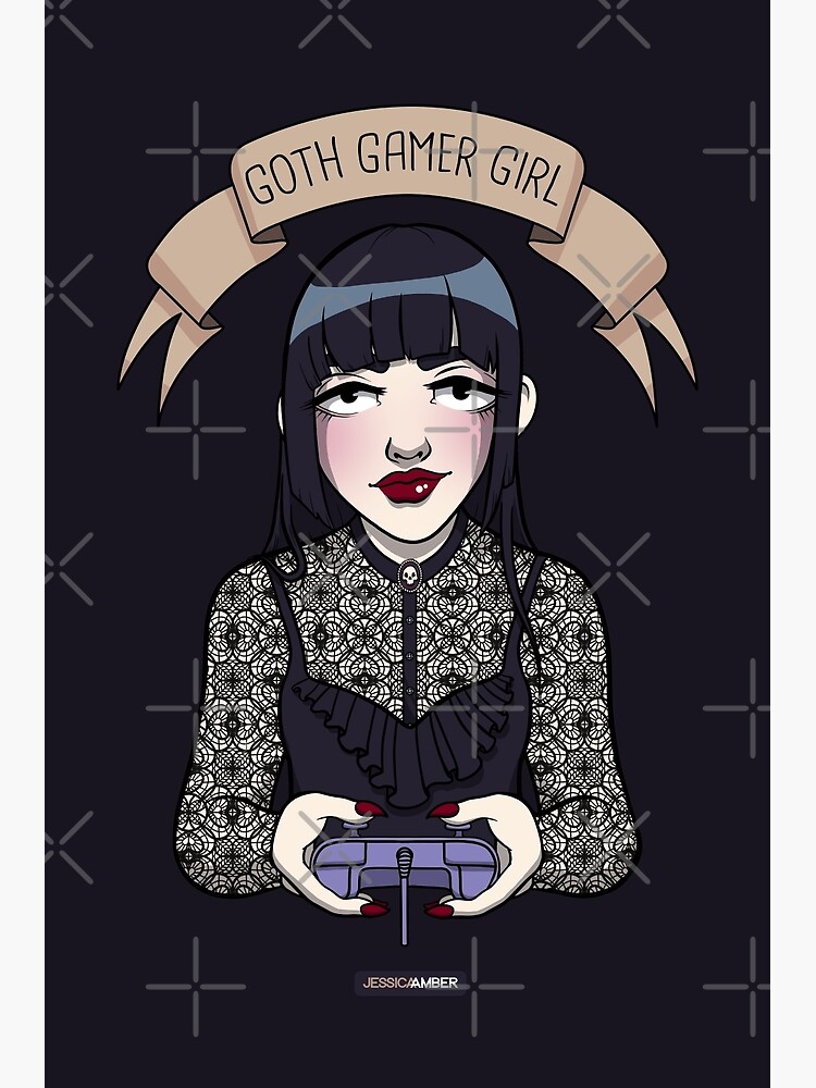 "Goth Gamer Girl Purple Cartoon Teenager Portrait" Poster for Sale by ...