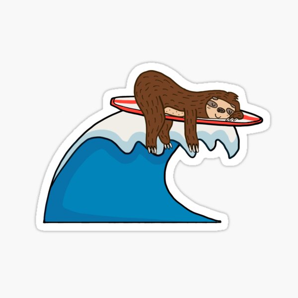 "Surfing Sloth" Sticker by 22petit2 | Redbubble