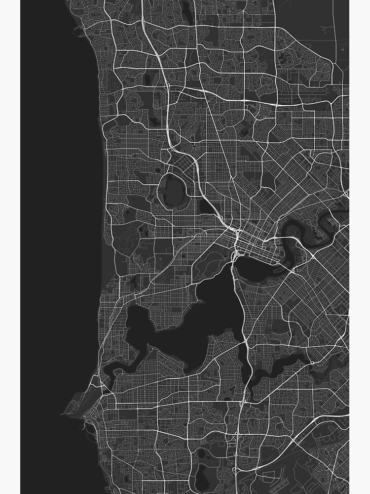 "Perth, Australia Map. (White on black)" Poster by Graphical-Maps ...