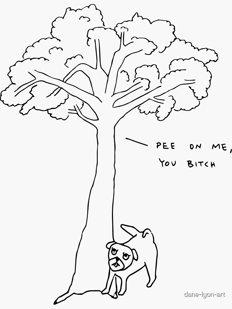 "PUG PEE TREE" Sticker for Sale by dane-lyon-art | Redbubble