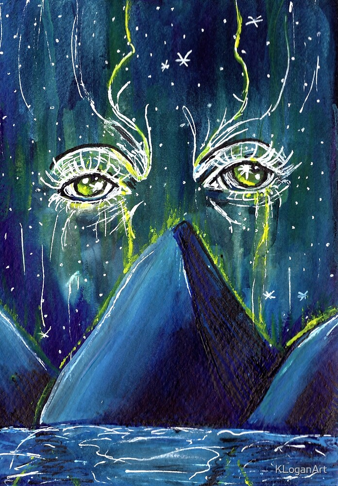 "Eyes, Pyramid, & Water Dark Surreal Watercolor Painting Design" by ...