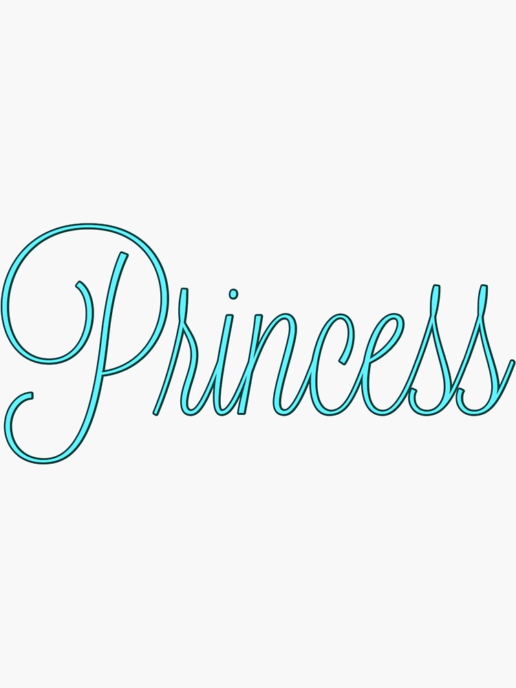 "light blue princess cursive font" Sticker for Sale by juliamarie2700 ...
