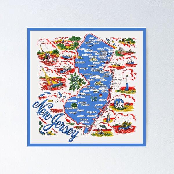 "Vintage New Jersey Map" Poster for Sale by fearcity | Redbubble