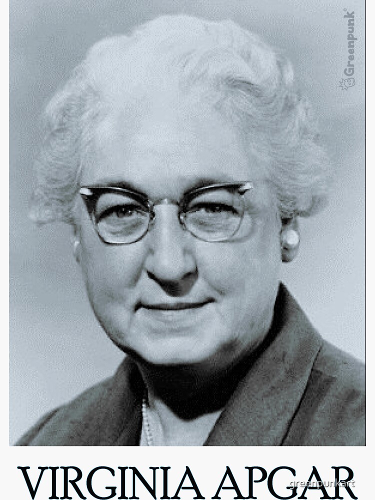 "Virginia Apgar" Sticker by greenpunkart | Redbubble