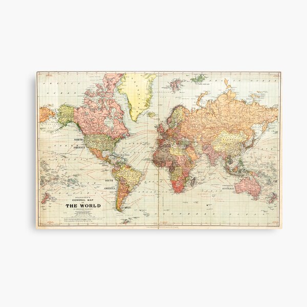 Lámina metálica «Mapa del mundo detallado, El mapa del mundo, Mapa del ...