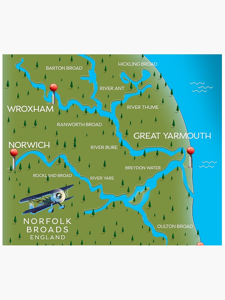 "Norfolk Broads navigation map" Throw Blanket for Sale by ...